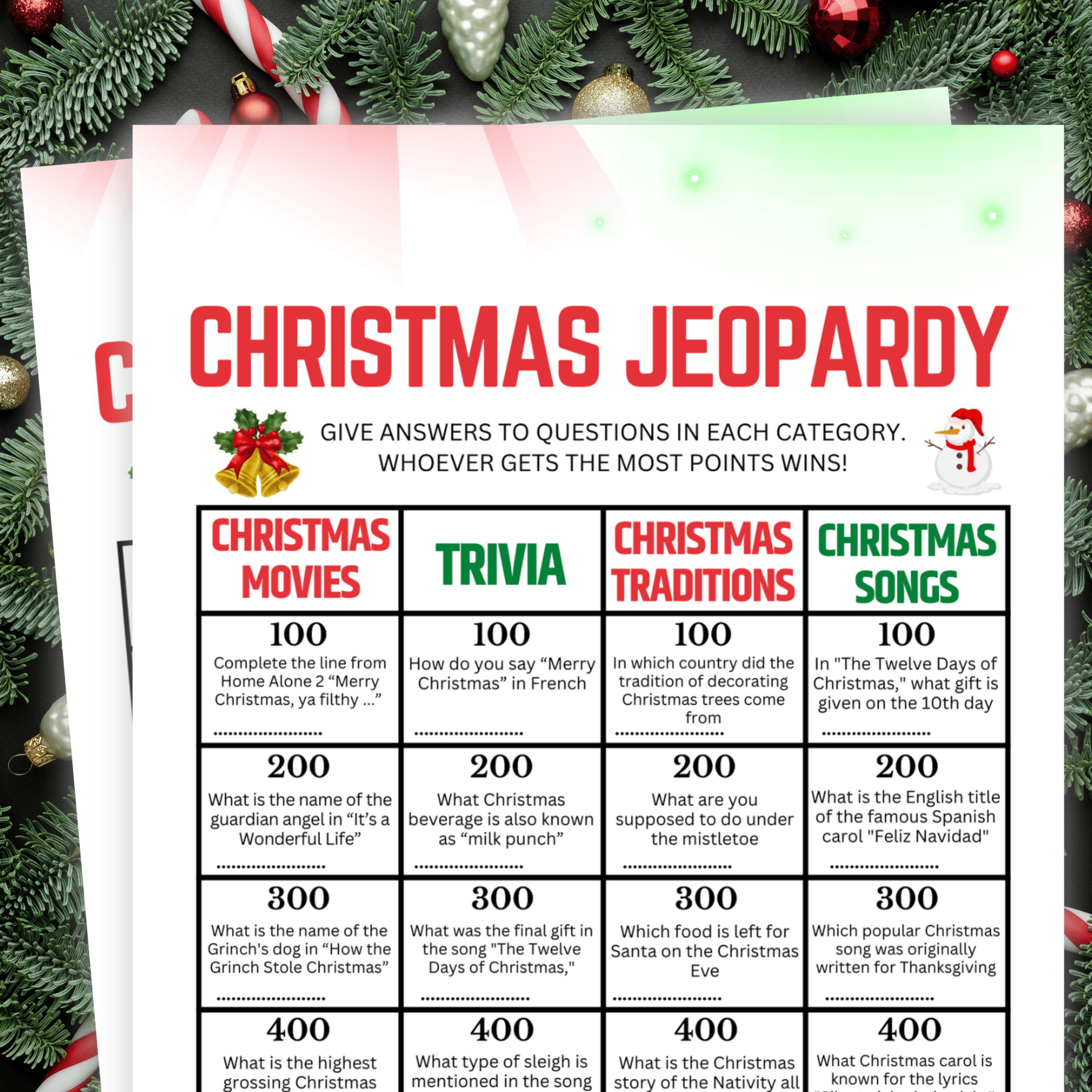 Christmas Games, Christmas Jeopardy, Christmas Trivia Game, Christmas ...
