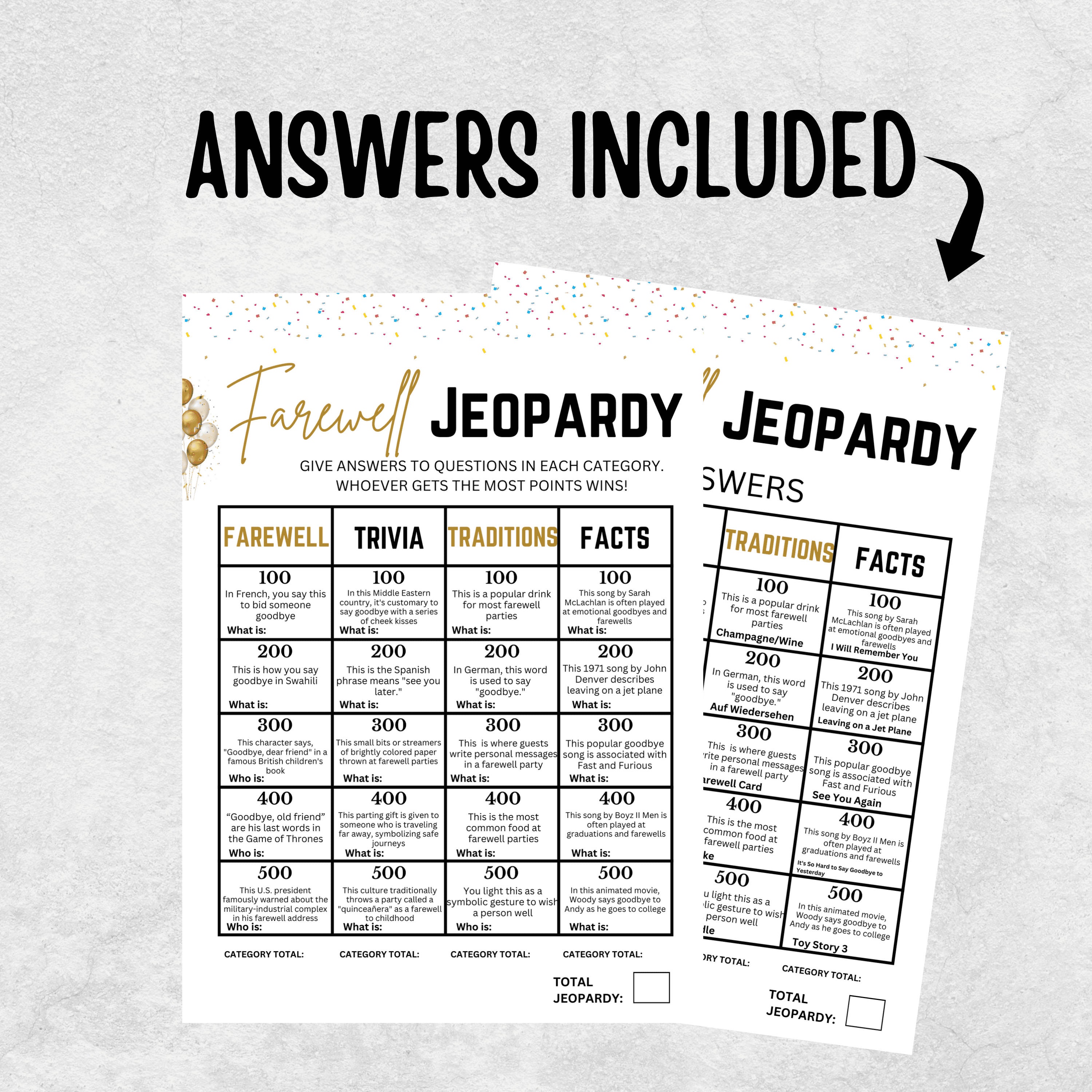 Farewell Party Games, Jeopardy, Farewell Celebration, Farewell Trivia ...