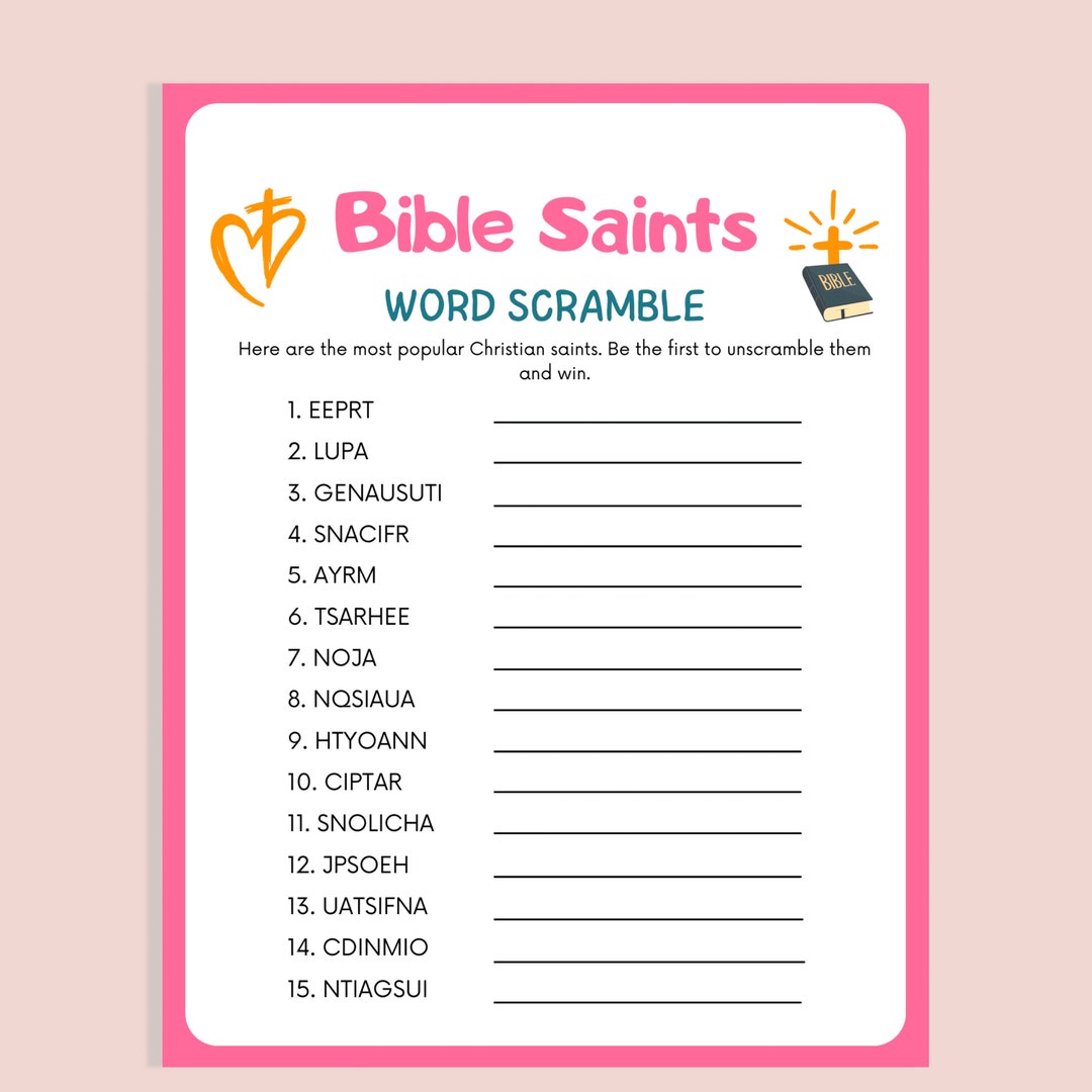 Bible Games, Saints Word Scramble, Bible Games, Sunday School Games ...