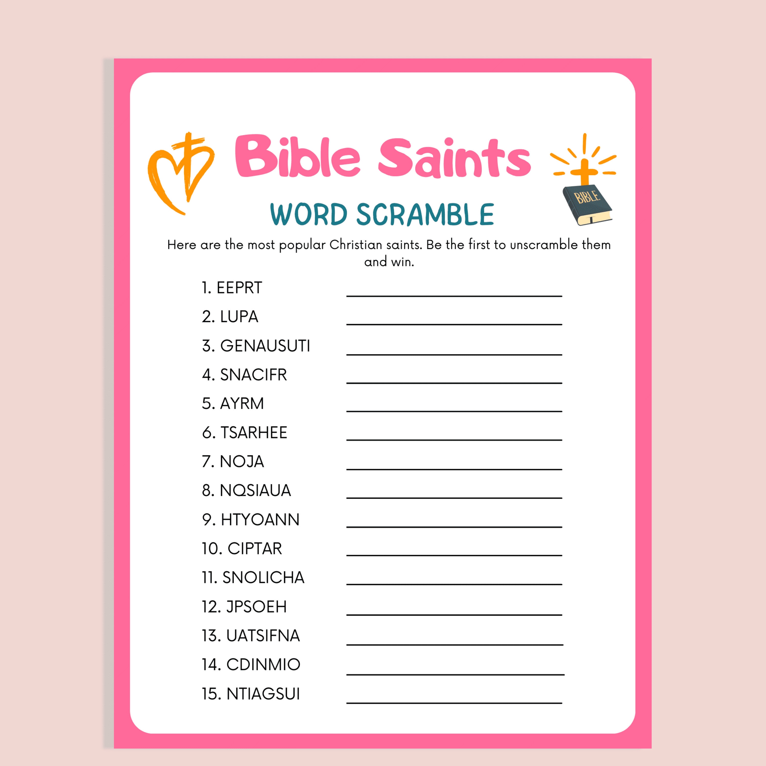 Bible Games, Bible Saints Word Scramble, All Saints Day Games, Women ...