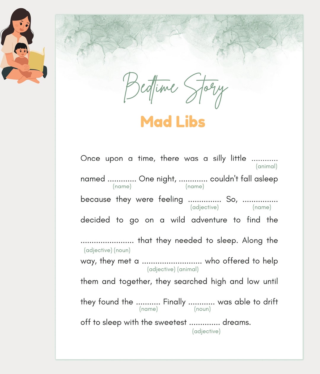 Games for Kids, Bedtime Story, Mad Libs, Bedtime Story Mad Libs ...
