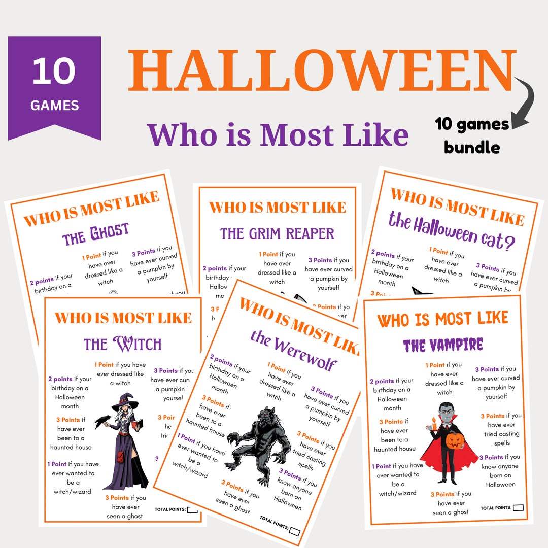 Halloween Who is Most Like Game Bundle, Halloween Party Games for Kids ...