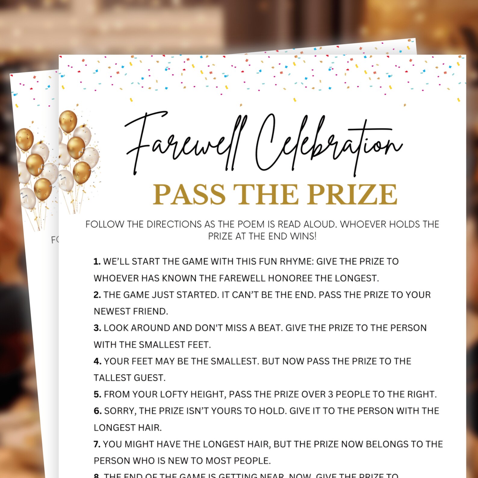 Farewell Party Games, Pass the Prize, Farewell Celebration Games, Going ...