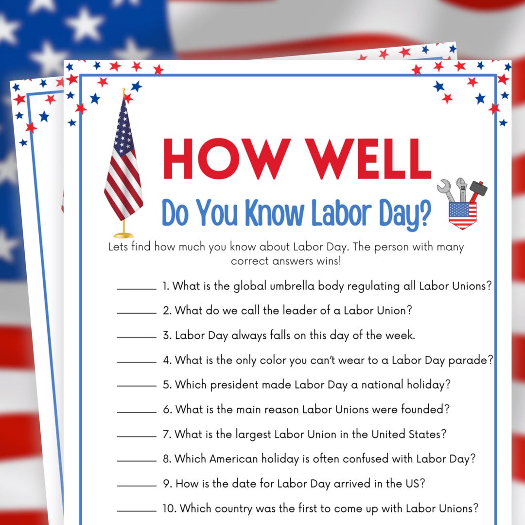 Labor Day Games, How Well Do You Know Labor Day, Labor Day Party Game ...