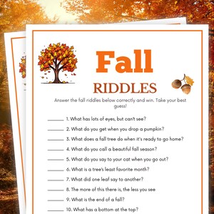 Fall Riddles, Fall Games, Fall Game for Kids, Fall Game for Adults ...