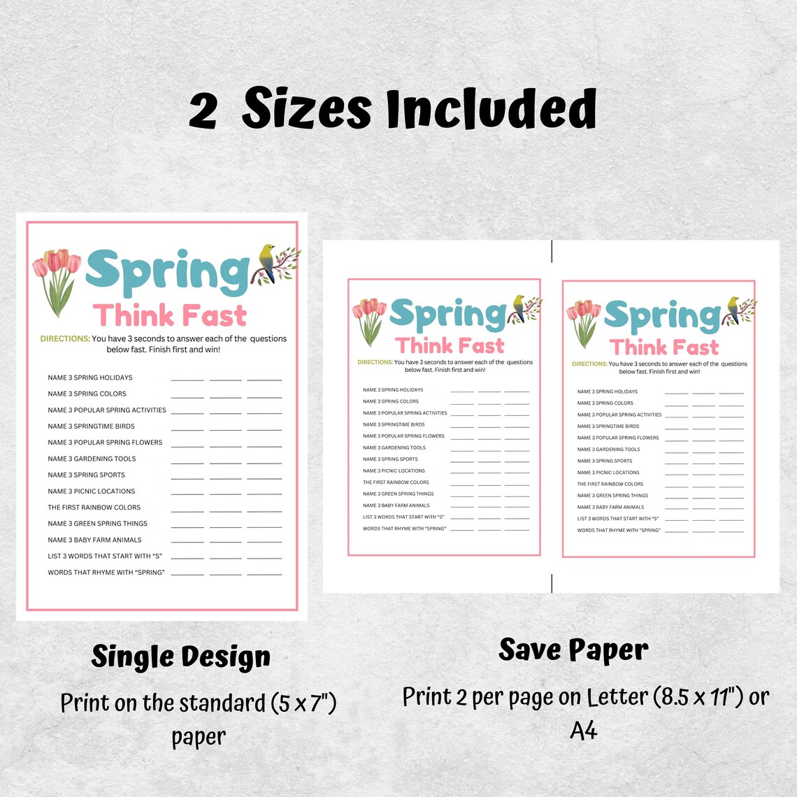 Spring Games, Think Fast, Spring Game for Kids, Spring Trivia, Party ...