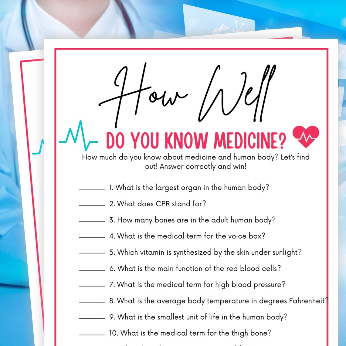 Medical Trivia, How Well Do You Know Medicine Trivia, Medical Party ...