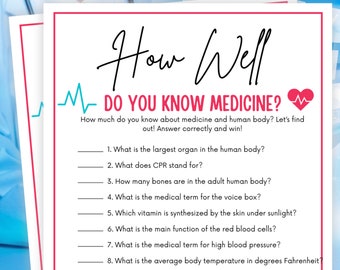 Nurse Trivia Nurse Trivia Game Printable Nurse Trivia Printable Trivia ...