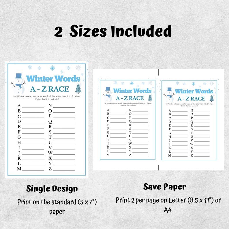 Winter Games, A to Z Word Race, Winter Party Games, Winter Games for ...