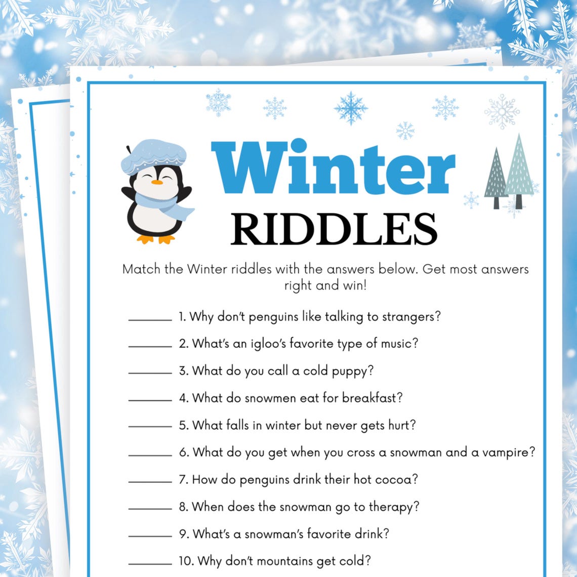 Winter Games, Riddles, Winter Party Games, Winter Riddles, Birthday ...