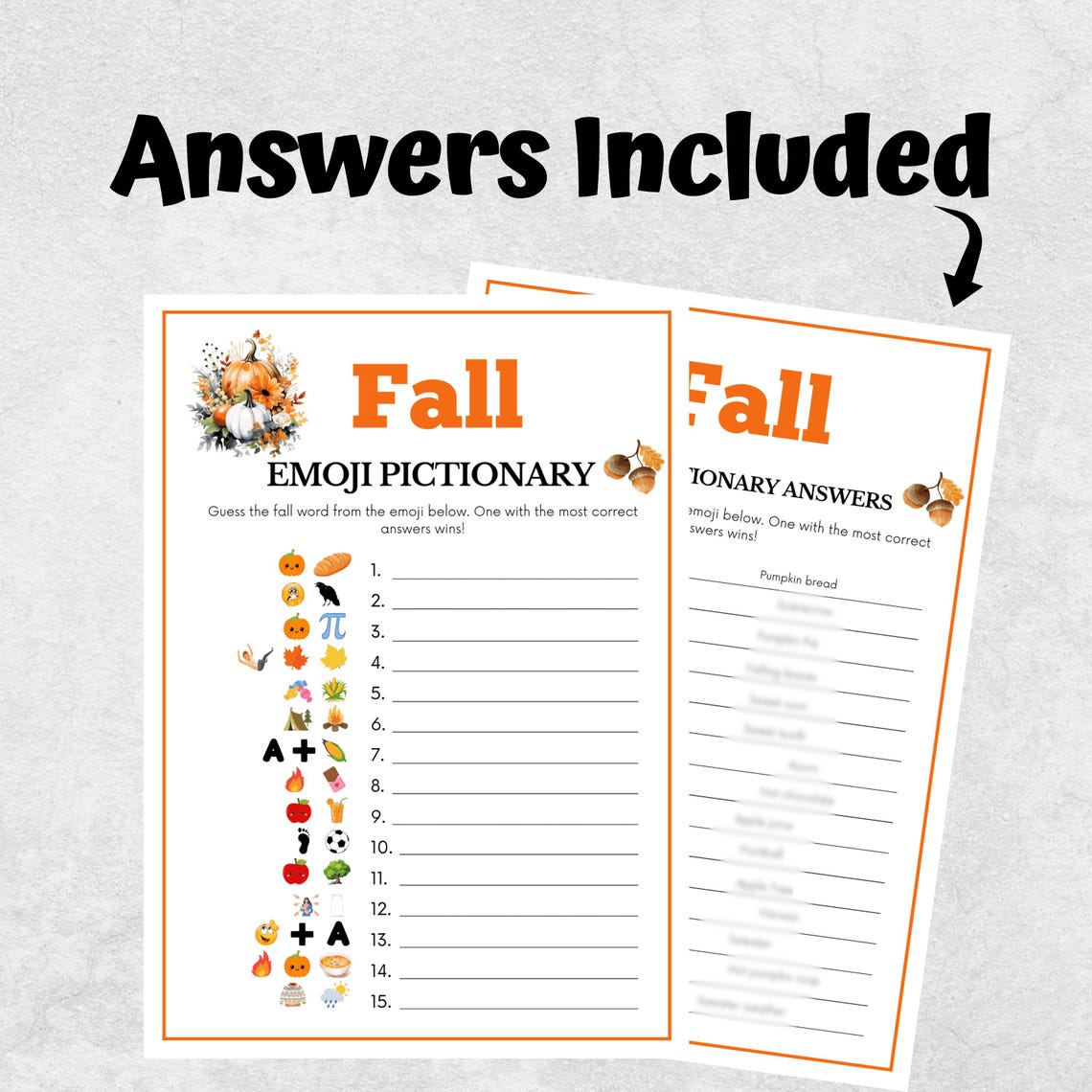 Fall Games, Emoji Pictionary, Fall Party Games, Autumn Games, Fall ...