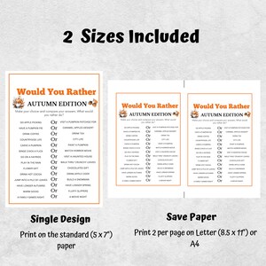 Fall Games, Would You Rather Questions Game, Fall Party Games, Autumn ...