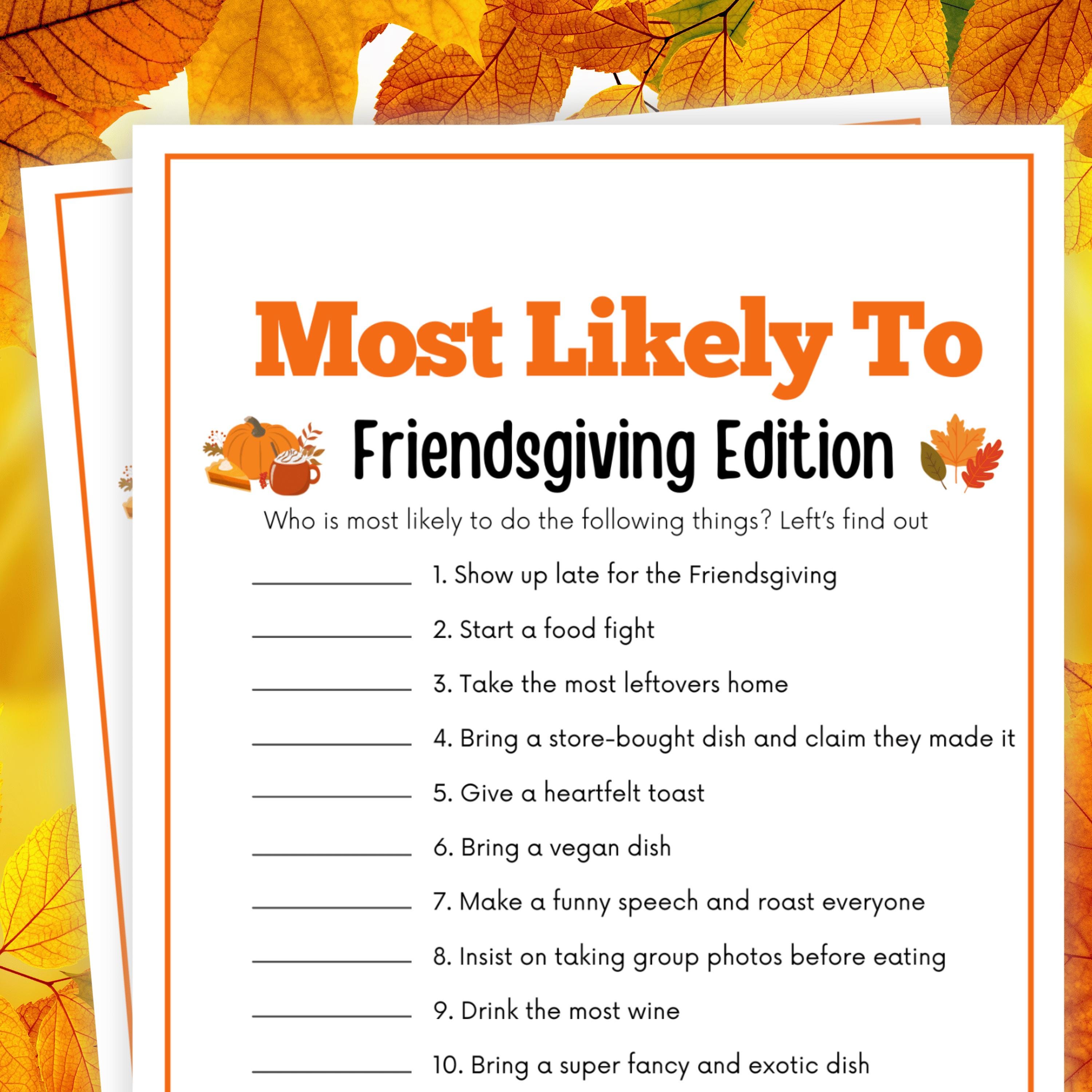 Friendsgiving Games, Most Likely To, Friendsgiving Party Games ...