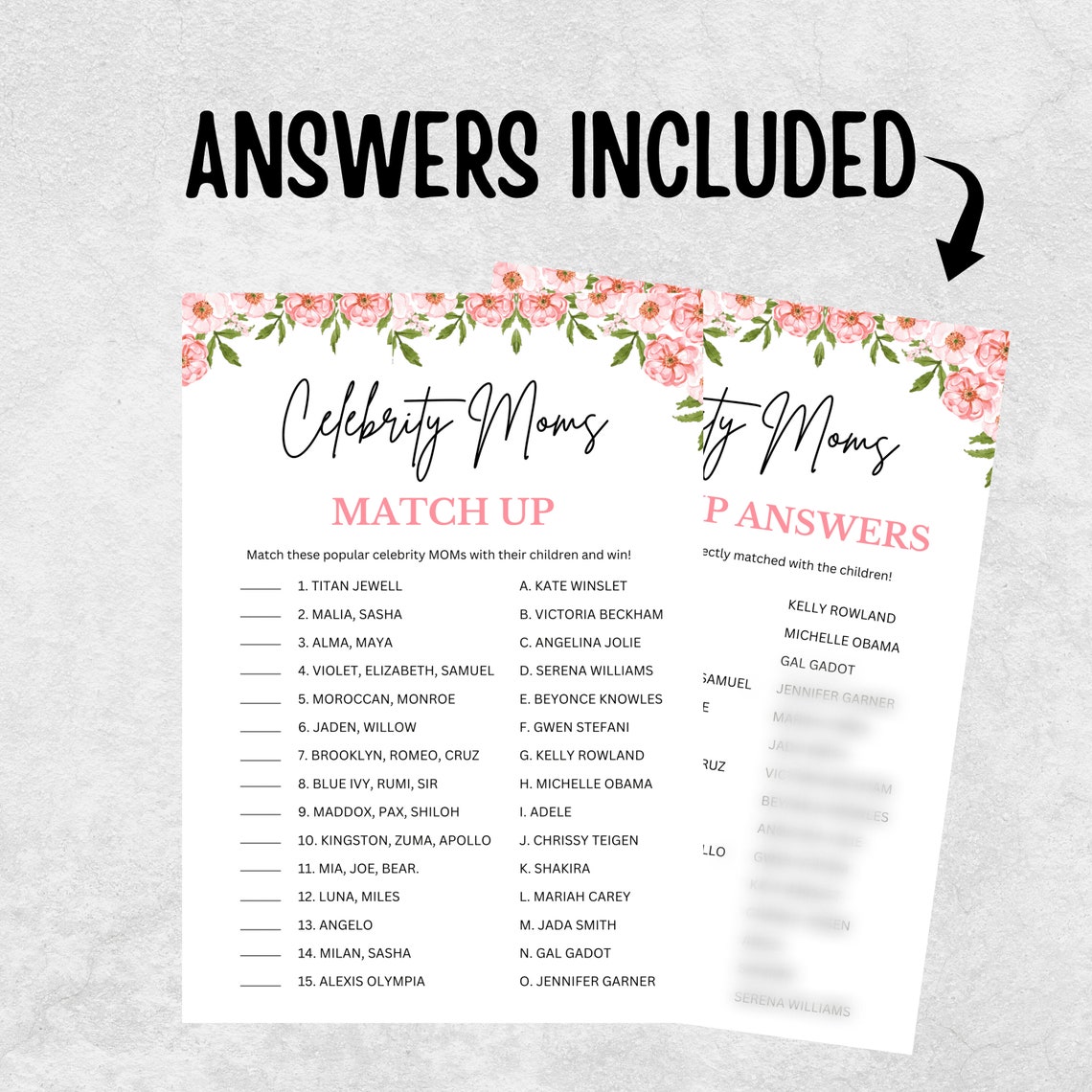 Mothers Day Games, Match Up, Celebrity Moms, Mothers Day Games for Kids ...