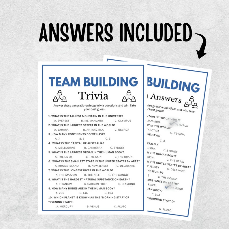 Team Building Trivia, Team Building Games, Party Games for Office ...
