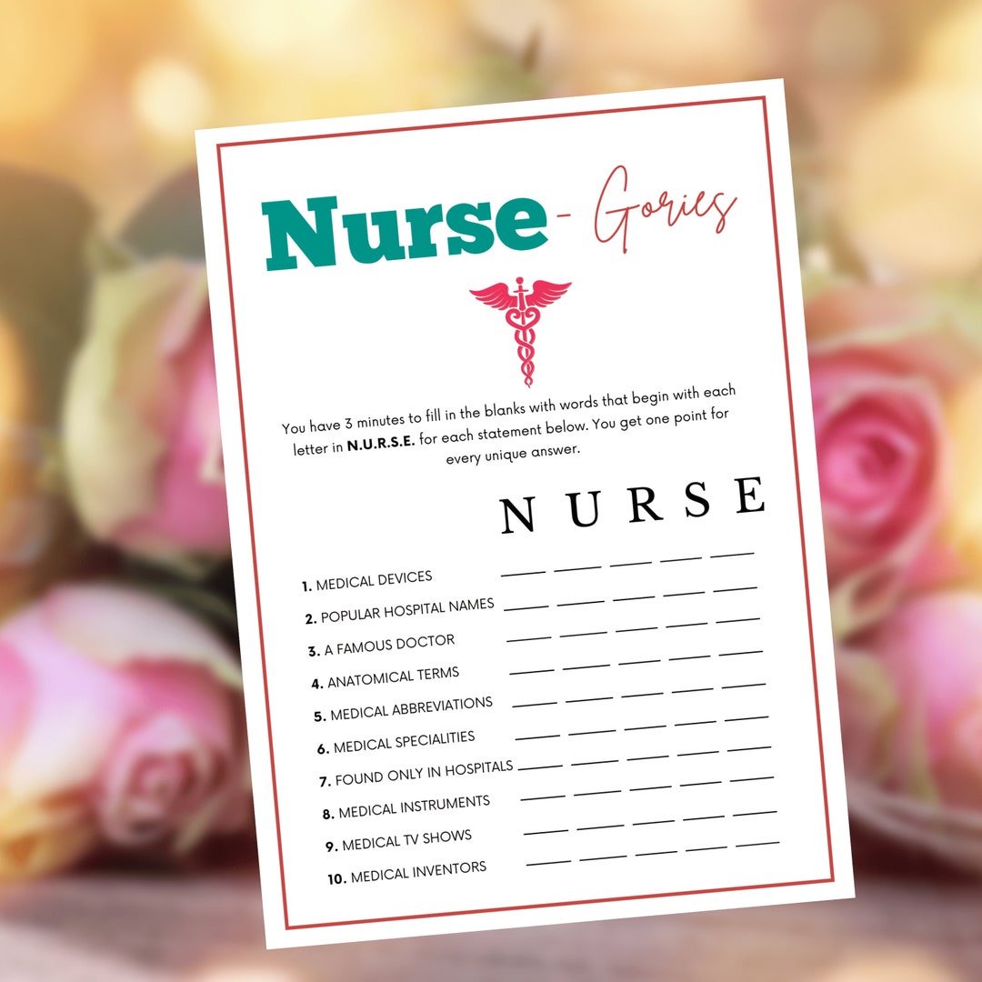 Nurse Games, Nurse Scattergories, Nurse Party Games, Nurse Graduation ...