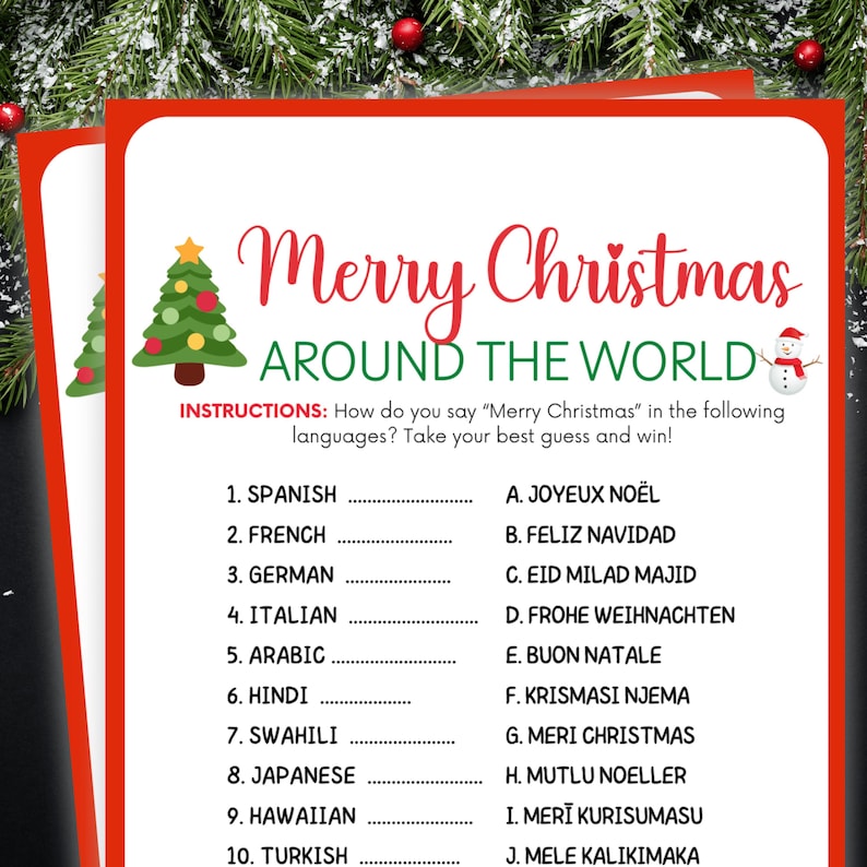 Christmas Games, Merry Christmas Around the World, Printable Christmas ...