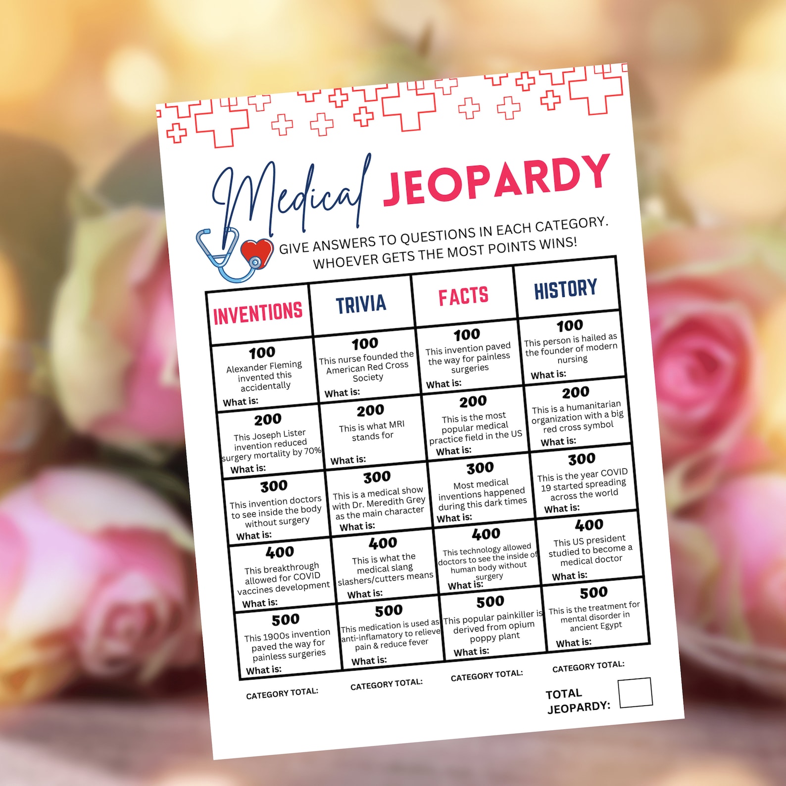 Medical Games, Jeopardy, Medical Party Games, Medical Jeopardy, Medical ...