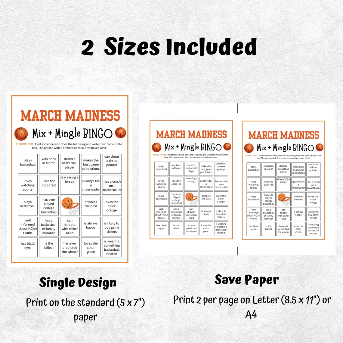 March Madness Mix and Mingle Bingo, March Madness Party Games, March ...