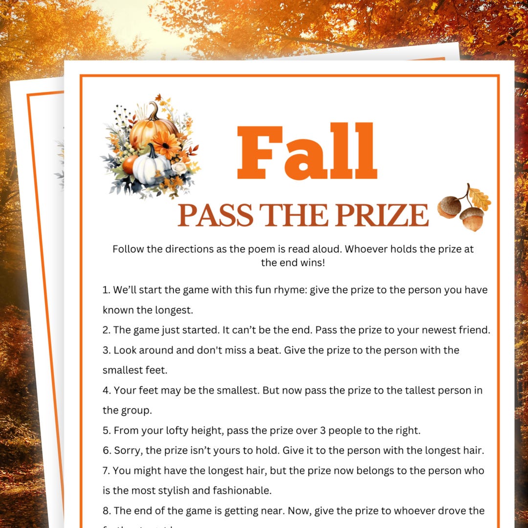 Fall Games, Pass the Prize, Fall Games for Adults, Fall Games for Kids ...