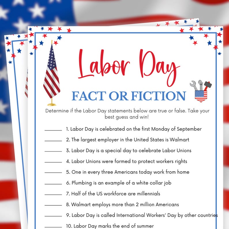 Labor Day Games, Fact or Fiction, Labor Day Party Games, Memorial Day ...