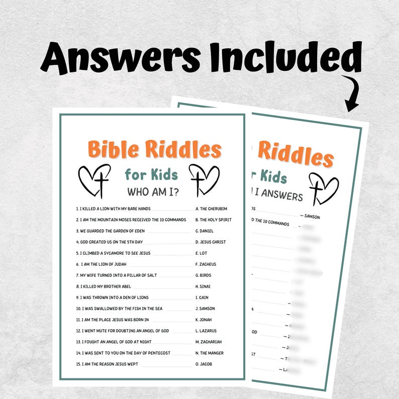 Bible Games, Bible Riddles for Kids, Who Am I, Bible Games for Kids ...