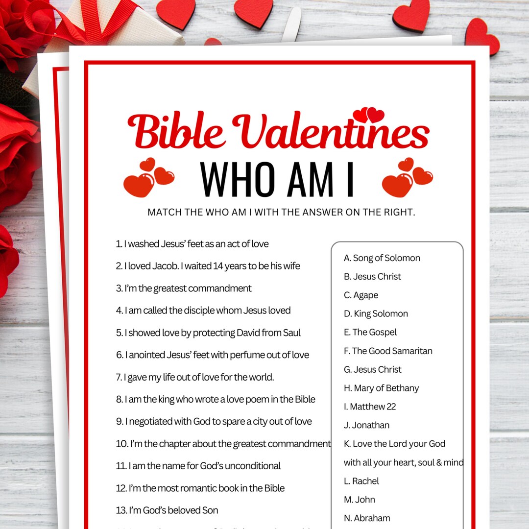 Valentines Day Bible Who Am I, Fun Valentines Day Games, Christian ...