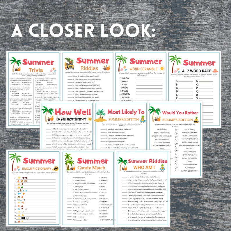 Summer Games Bundle, 35 Game MEGA Bundle, Sumer Party Games for Kids ...