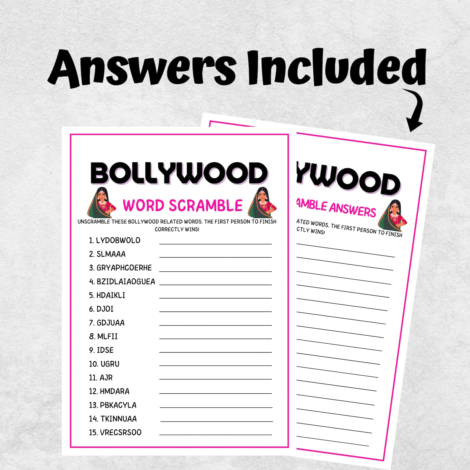 Bollywood Games, Word Scramble, Bollywood Party Games, Diwali Games ...
