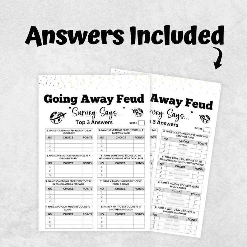 Going Away Feud, Going Away Party Games, Family Feud, Farewell ...