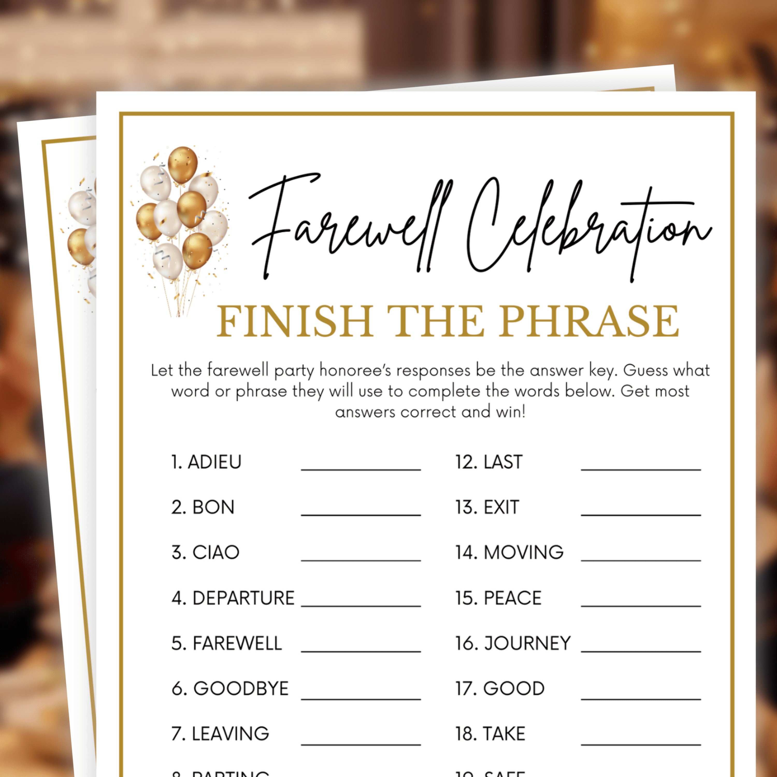 Farewell Party Games, Finish the Phrase, Farewell Party Games for Kids ...