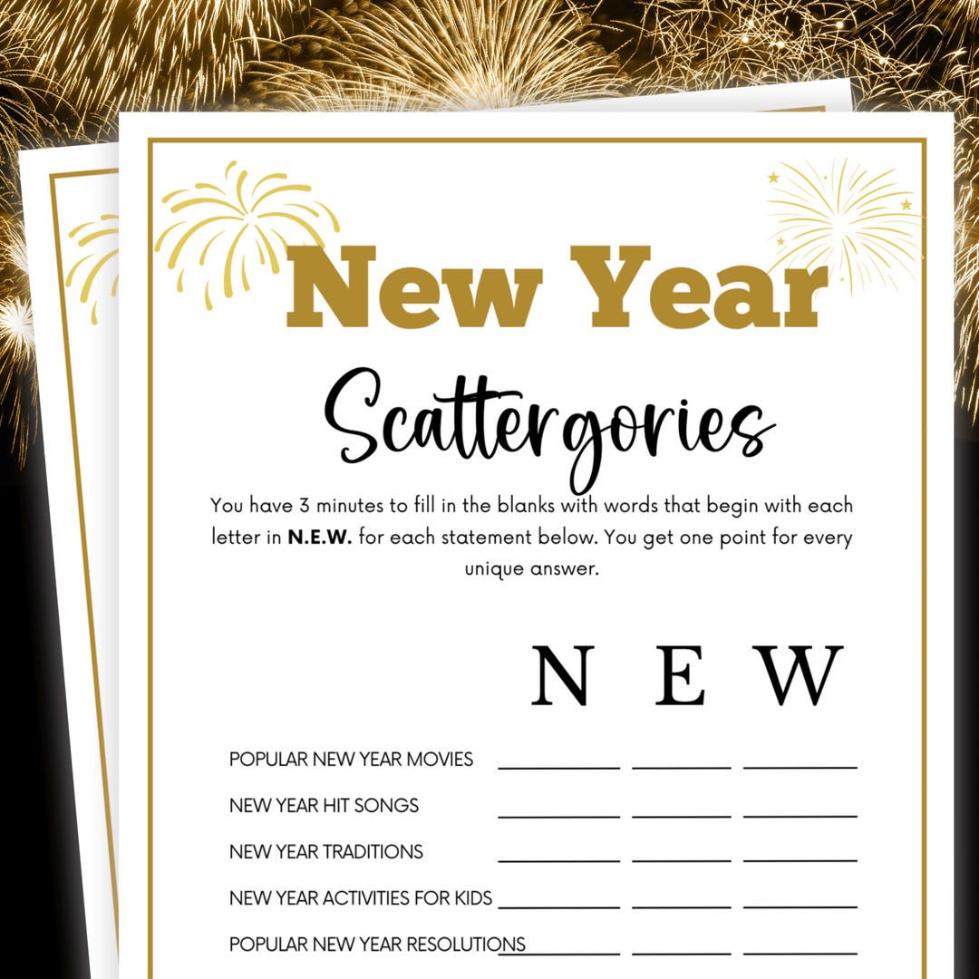 New Year Games, Scattergories, New Year Party Games, Holiday Games, New ...