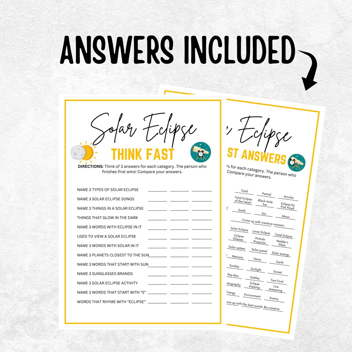 Eclipse Games, Think Fast, Solar Eclipse Games, Eclipse Party Games ...