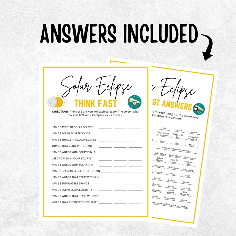 Eclipse Games, Think Fast, Solar Eclipse Games, Eclipse Party Games ...