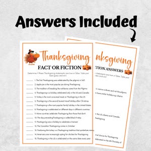 Thanksgiving Games, Fact or Fiction, Thanksgiving Party Games ...