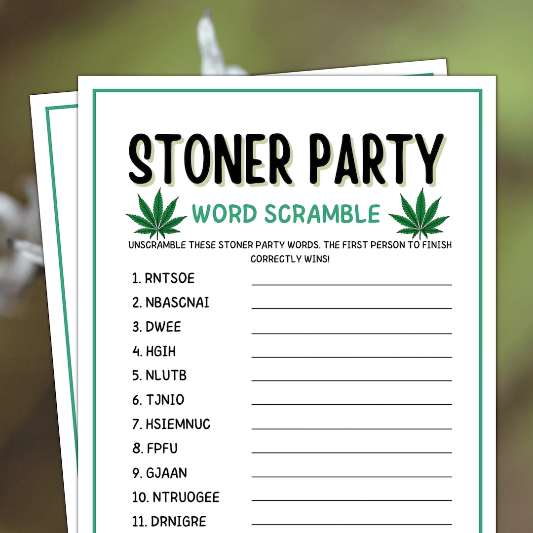 Stoner Party Game, Word Scramble, Stoner Games, 420 Party Games ...