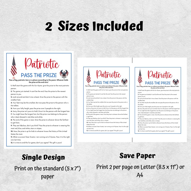 Patriotic Games, Pass the Prize, Labor Day Game, Veterans Day Games ...