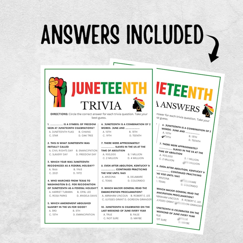 Juneteenth Trivia, Juneteenth Party Games, Printable Juneteenth Games ...