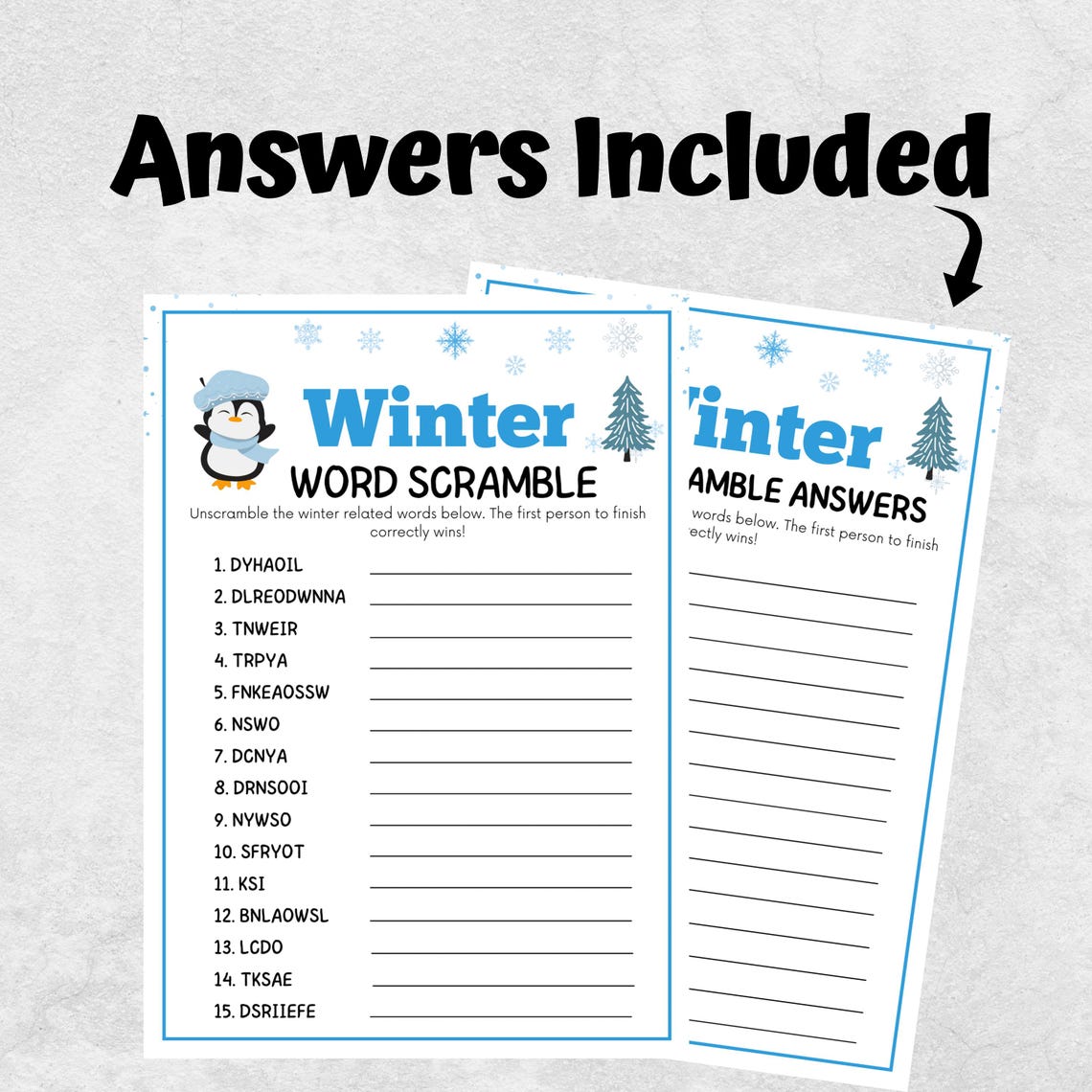 Winter Games, Word Scramble, Winter Party Games, Winter Birthday Game ...