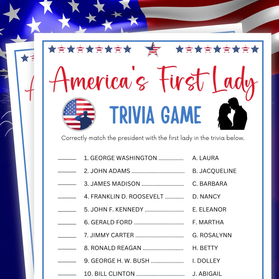 Patriotic Games, America's First Lady Trivia Game, Memorial Day Games ...