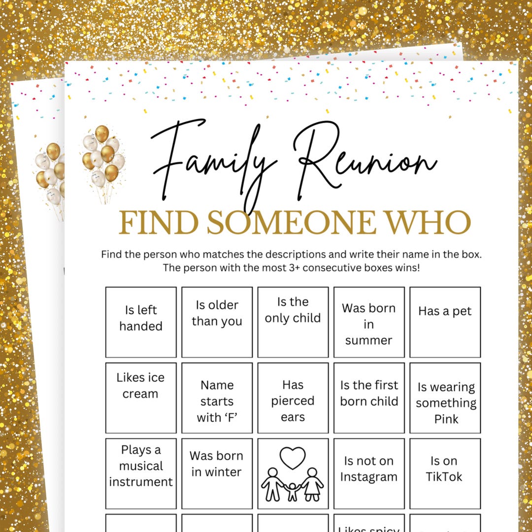 Family Reunion Games, Find Someone Who, Family Games Night, Summer ...