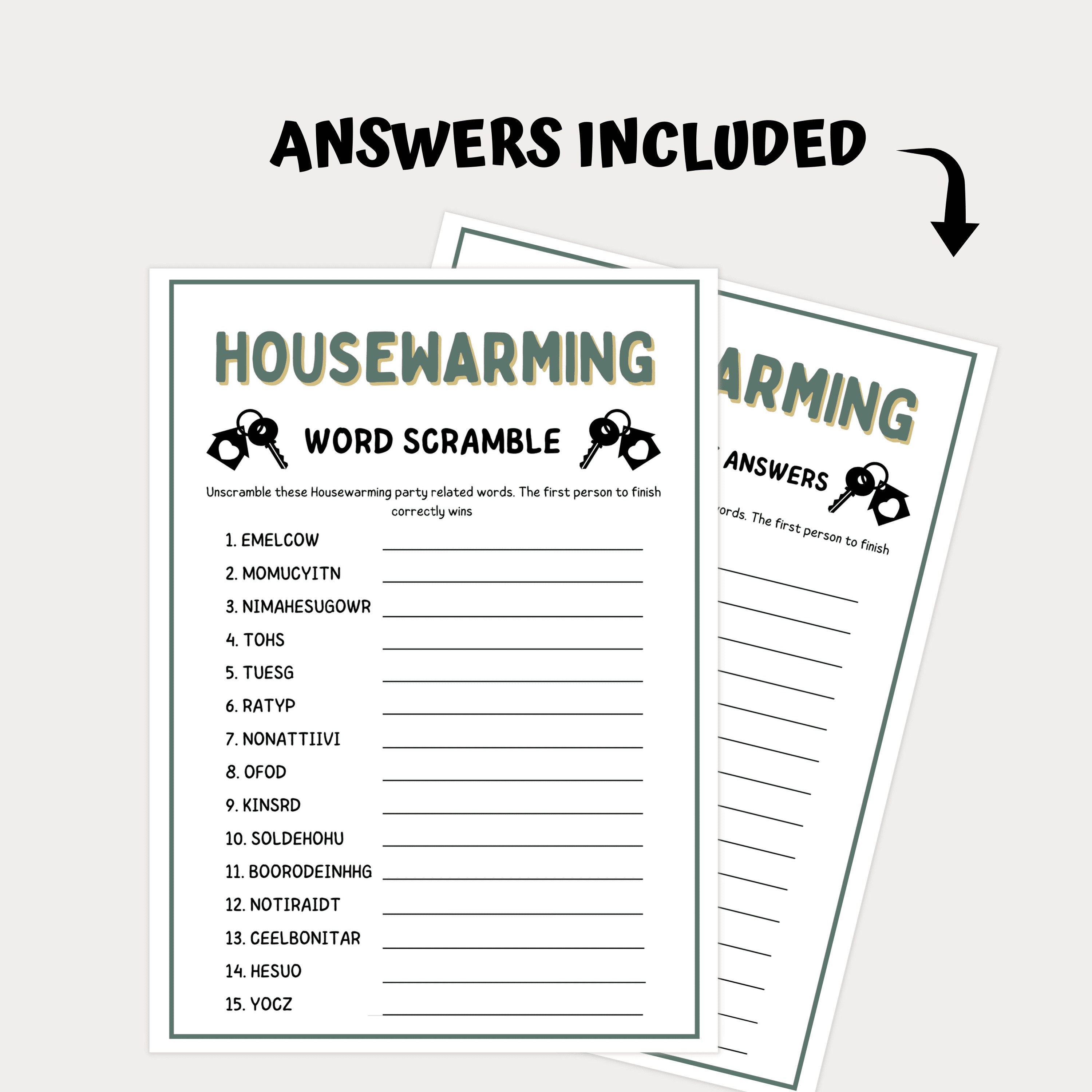 Housewarming Party Word Scramble, House Warming Party Games, Printable ...