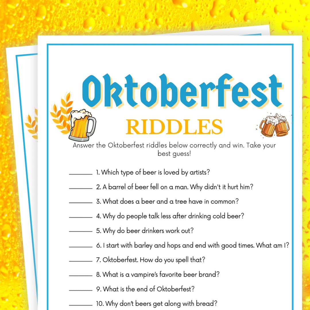 Oktoberfest Trivia, Riddles, Oktoberfest Games, Printable Oktoberfest ...