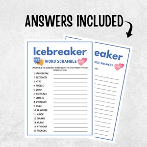 Icebreaker Games Word Scramble Printable Conversation Starters ...