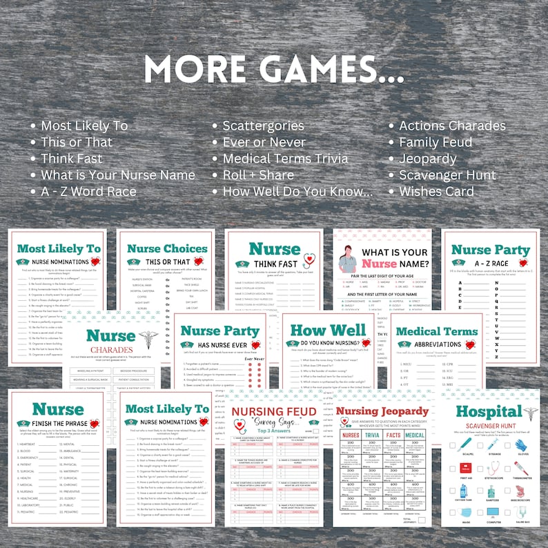 Nurse Party Games, 35 Games SUPER Bundle, Nurse Games, Nurse Graduation ...
