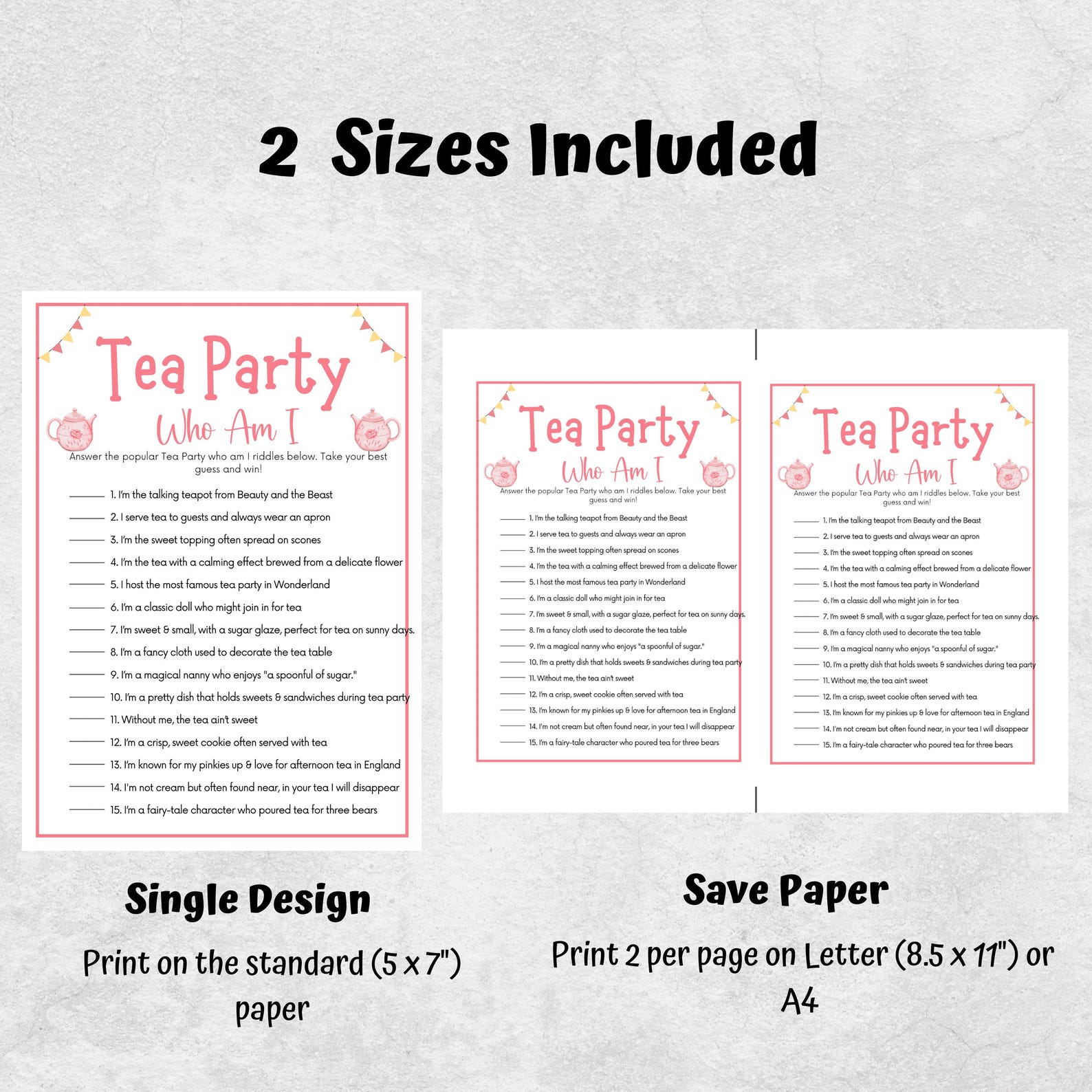 Tea Party Riddles, Who Am I, Tea Party Games, Ladies Tea Party Games ...