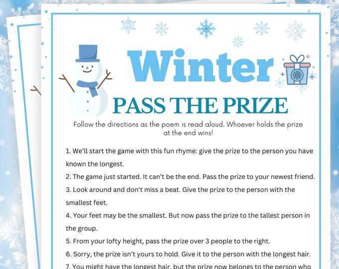 Pass the Winter Snowball Game, Printable Winter Party Games for Groups ...