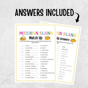 Mexican Slang, Trivia Match Up, Taco Games, Taco Tuesday Games, Fiesta ...