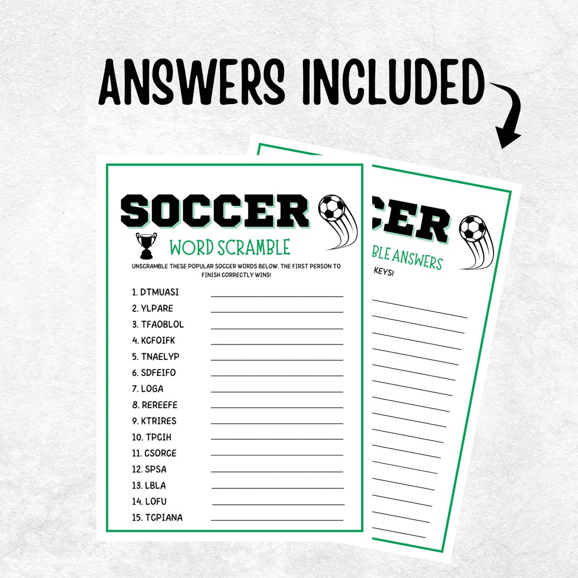 Soccer Word Scramble: Printable Party Game (PDF Download) - Etsy