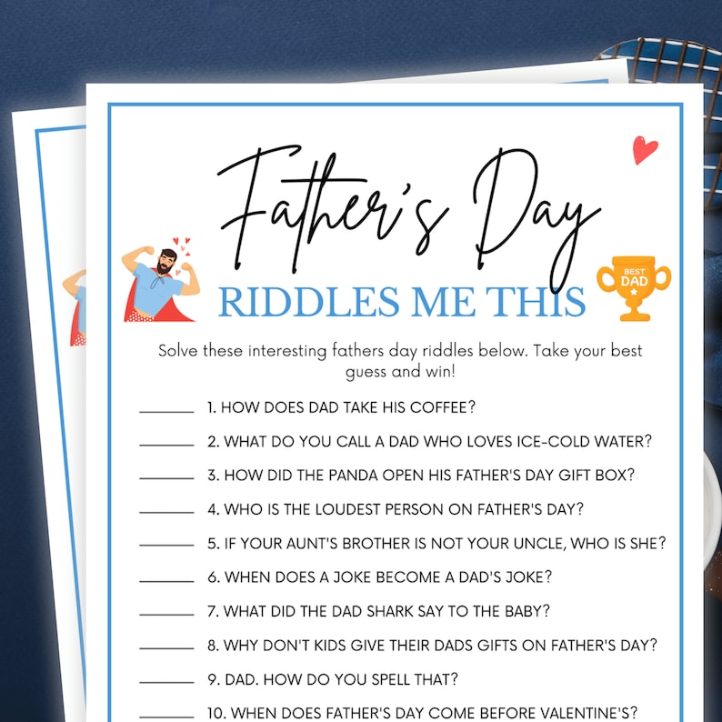 Fathers Day Games, Riddles, Fathers Day Riddles, Fathers Day Party ...